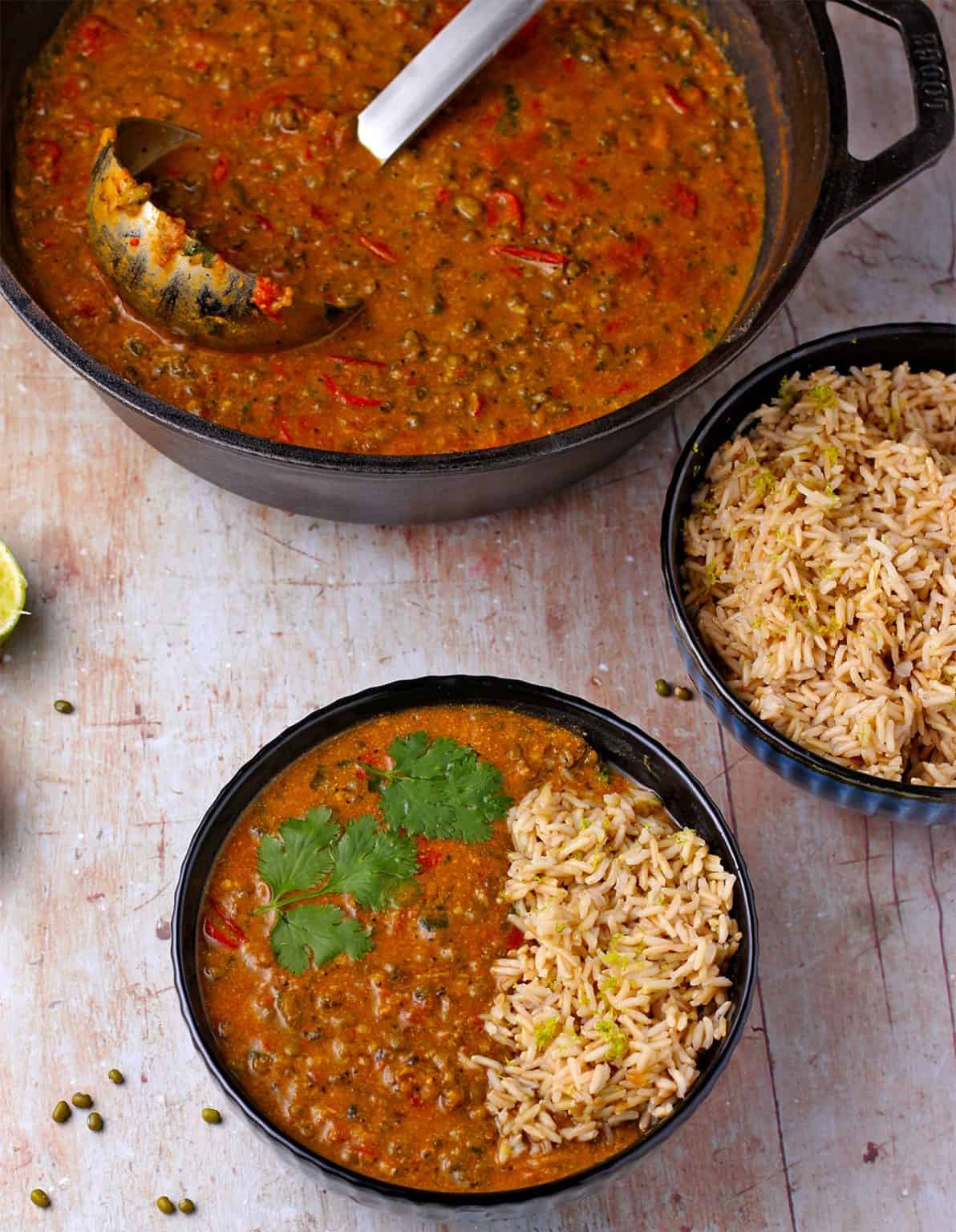 Mung Bean Curry (Green Moong Bean Dal) - Vegan with Gusto