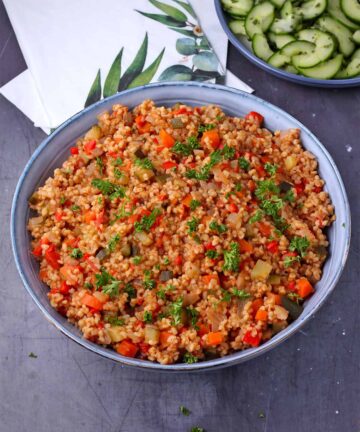 Middle Eastern Vegetable Bulgur Pilaf - Vegan with Gusto