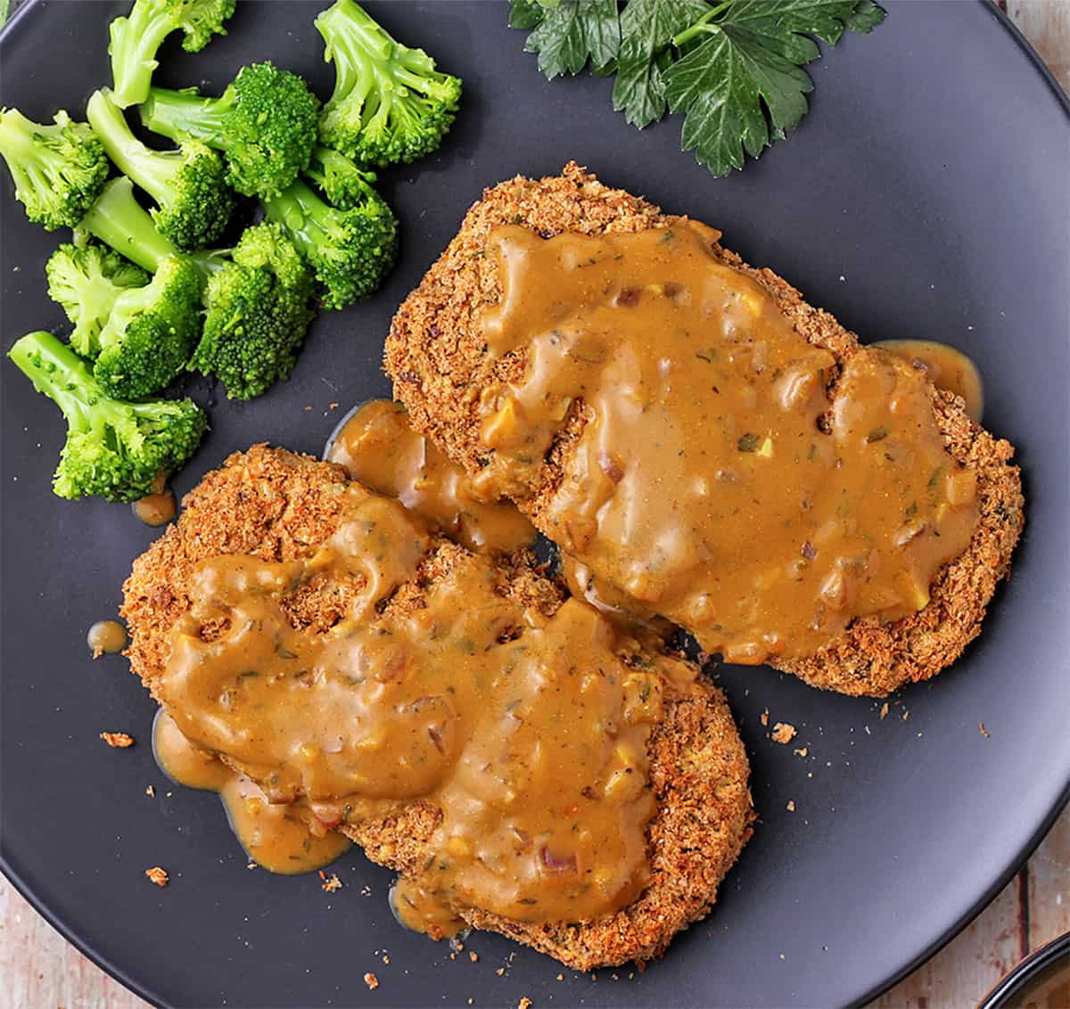 Chickpea Cutlets with Savory Mustard Sauce (Oil-Free) - Vegan with Gusto